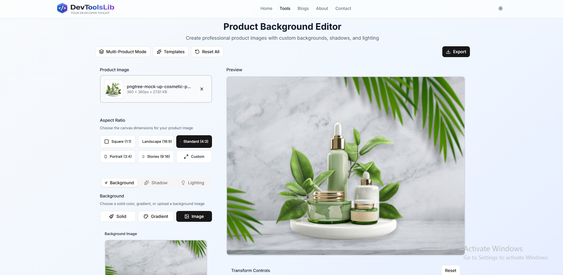 Product Background Editor: Create Professional E-commerce Images in Seconds | DevToolsLib